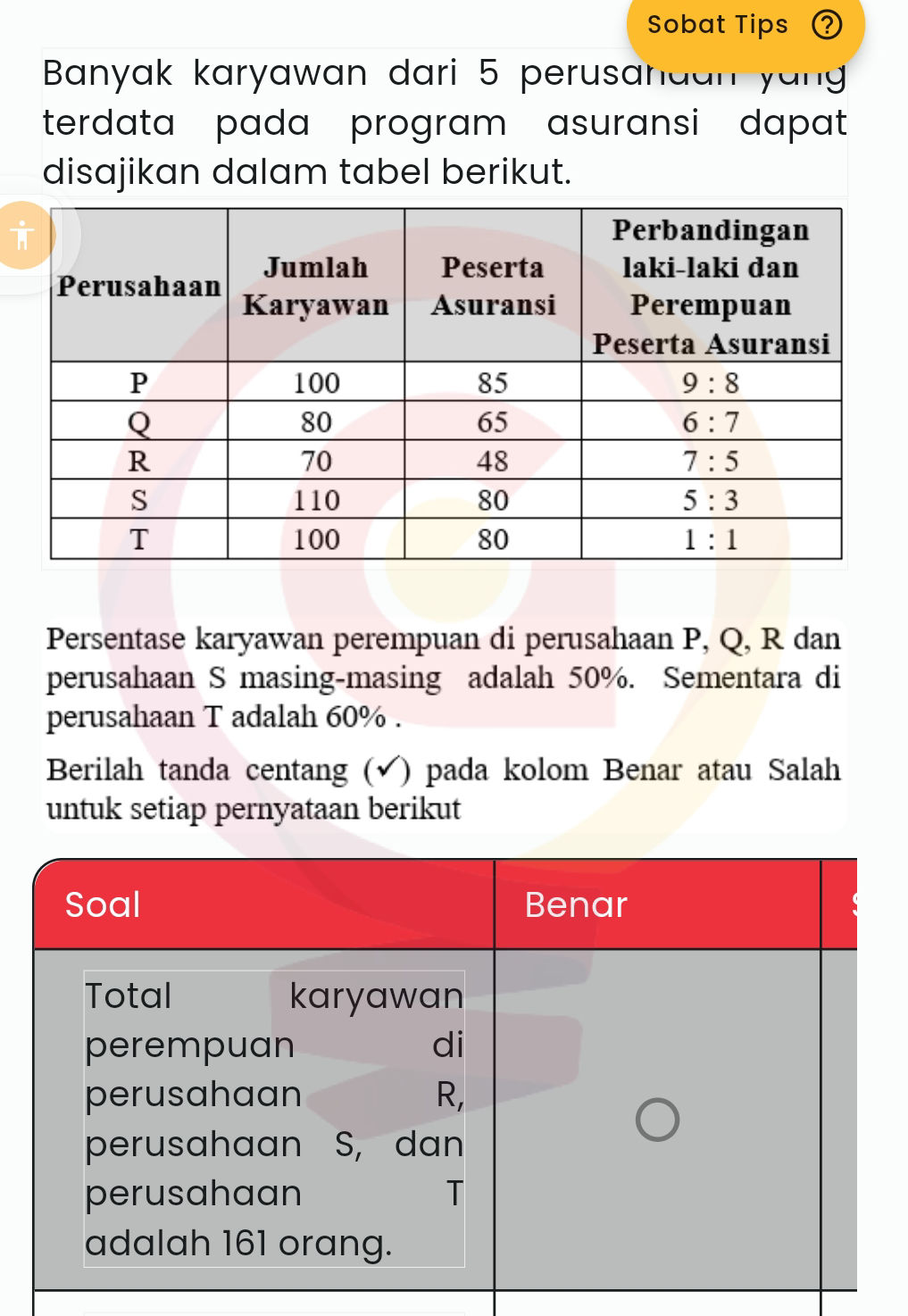 Berikut adalah tabel yang menunjukkan data | StudyX