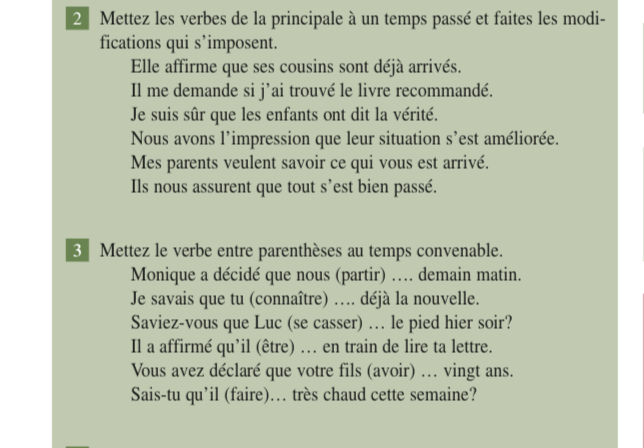 2 Mettez les verbes de la principale à un | StudyX