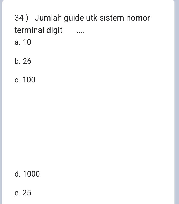 34) Jumlah guide utk sistem nomor terminal | StudyX