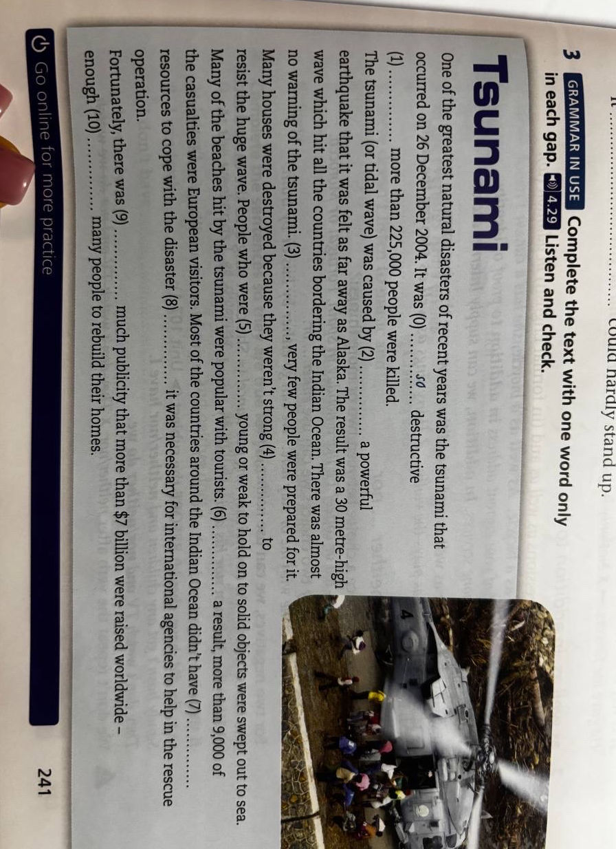 3 GRAMMAR IN USE Complete the text with one | StudyX