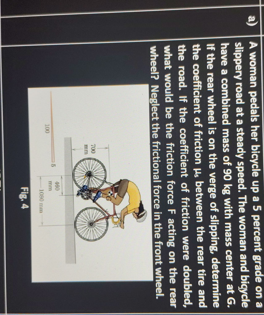A woman pedals her bicycle up a 5 percent