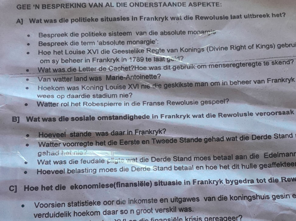 GEE 'N BESPREKING VAN AL DIE ONDERSTAANDE | StudyX