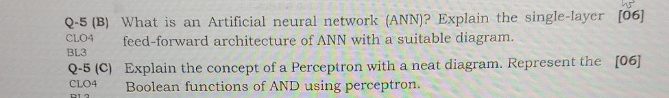 Q-5 (B) What is an Artificial neural network | StudyX