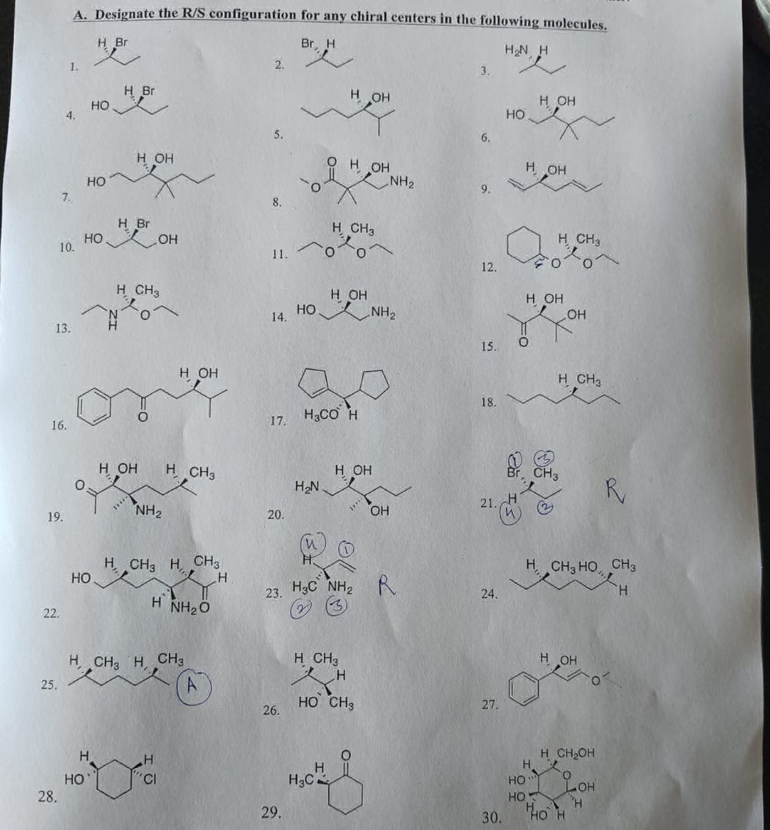 A. Designate the R/S configuration for any | StudyX