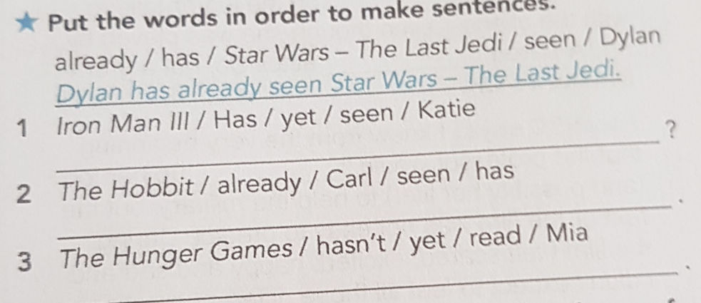 Put the words in order to make sentences. | StudyX