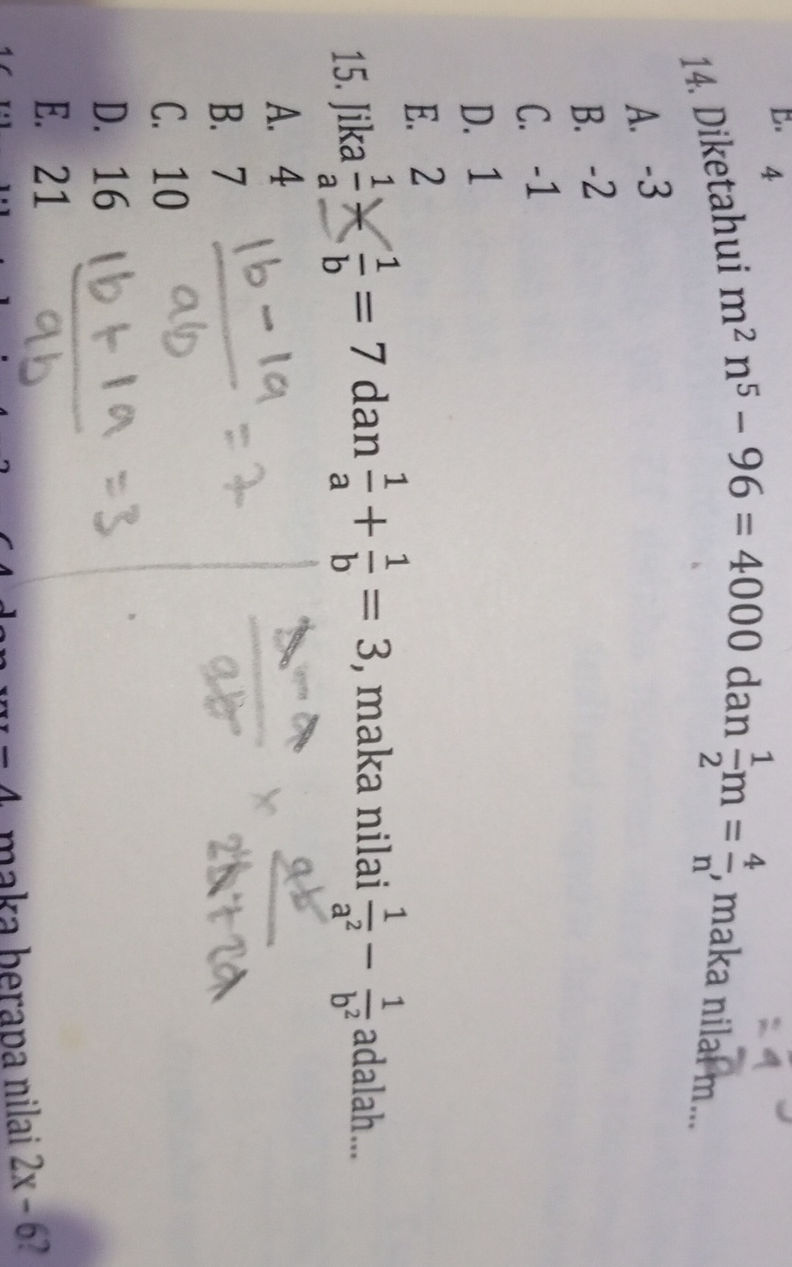 15. Jika $ {1}{a} - {1}{b} = 7$ dan $ | StudyX