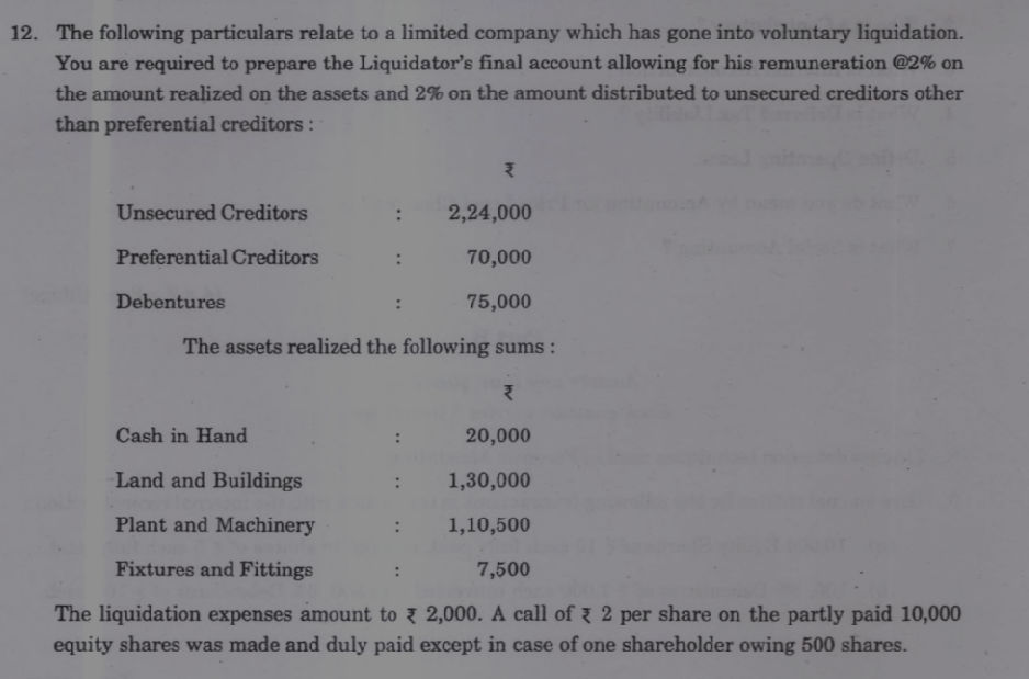 12. The following particulars relate to a | StudyX
