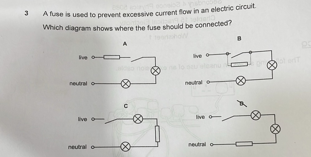 3 A fuse is used to prevent excessive | StudyX