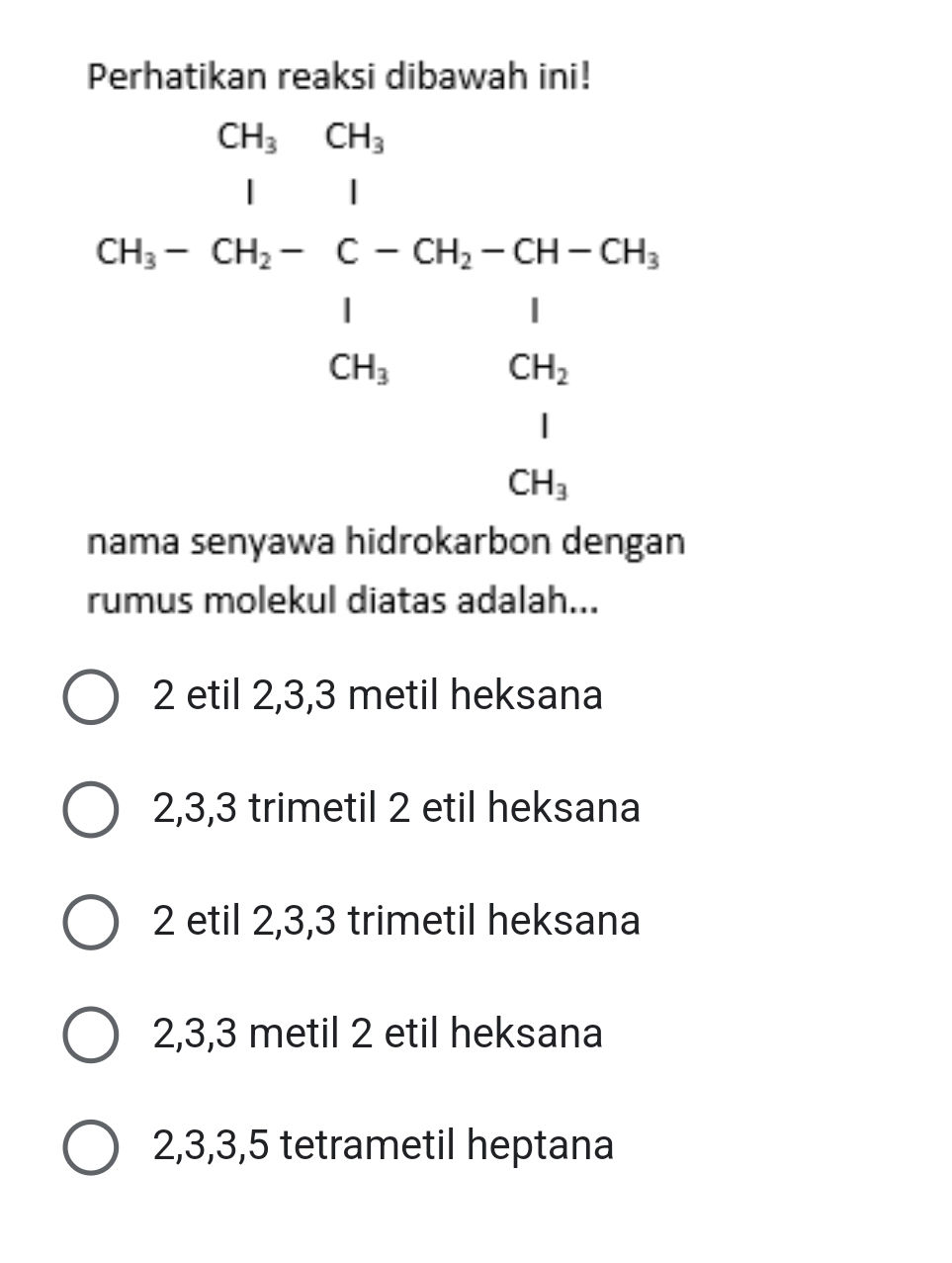 Perhatikan reaksi dibawah ini! ``` CH3 | StudyX