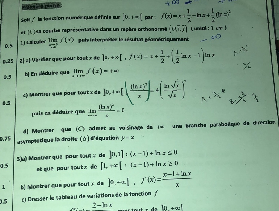 Première partie : Soit $f$ la fonction | StudyX
