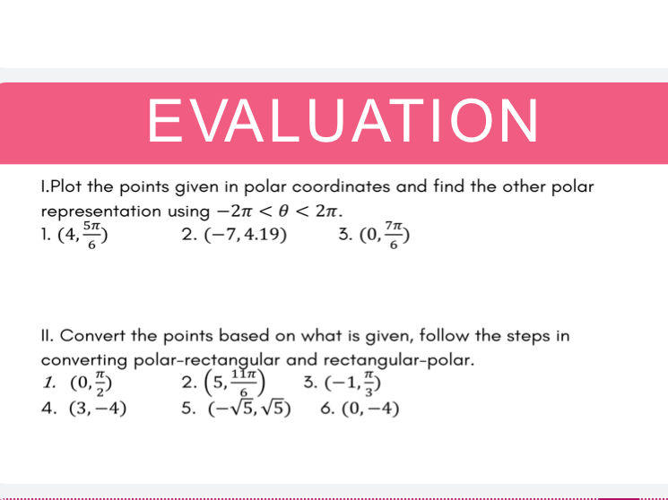I. Plot the points given in polar | StudyX