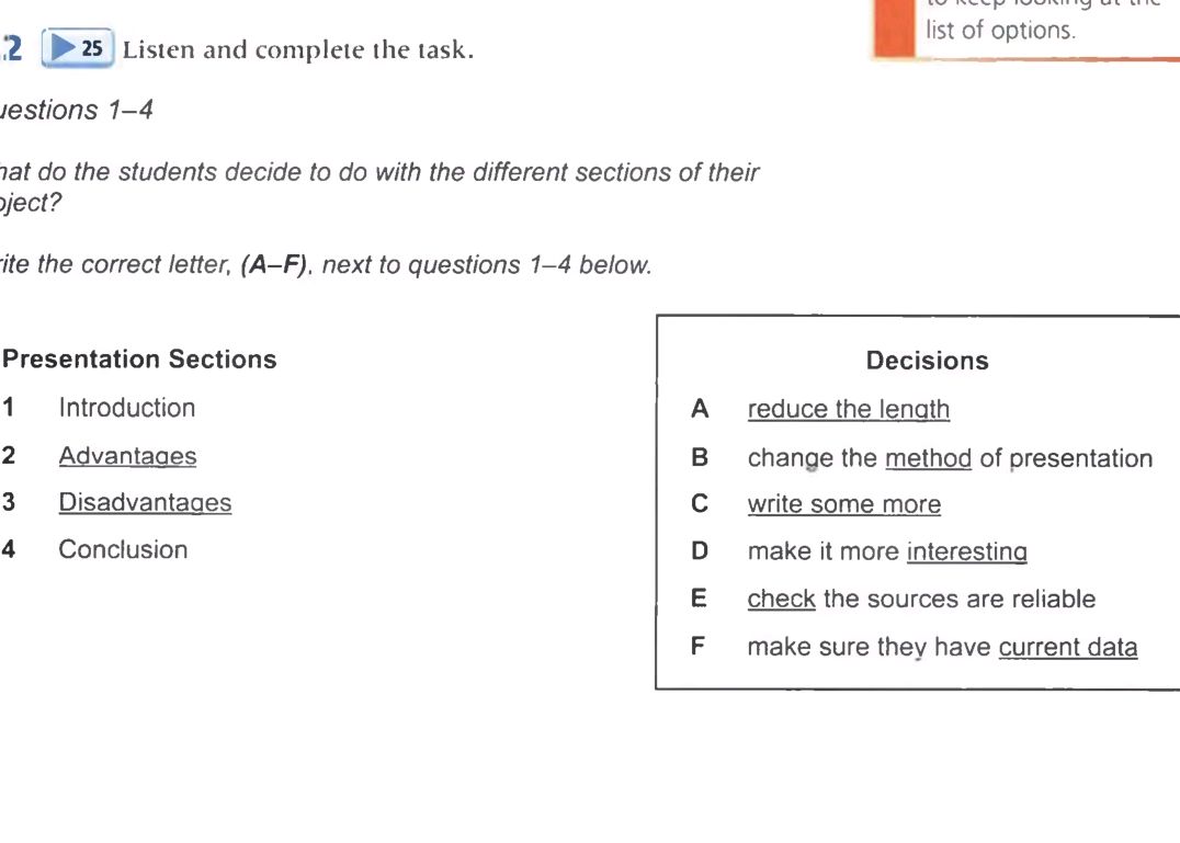 Listen and complete the task. What do the
