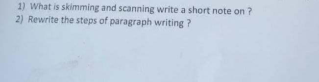 1) What is skimming and scanning write a | StudyX