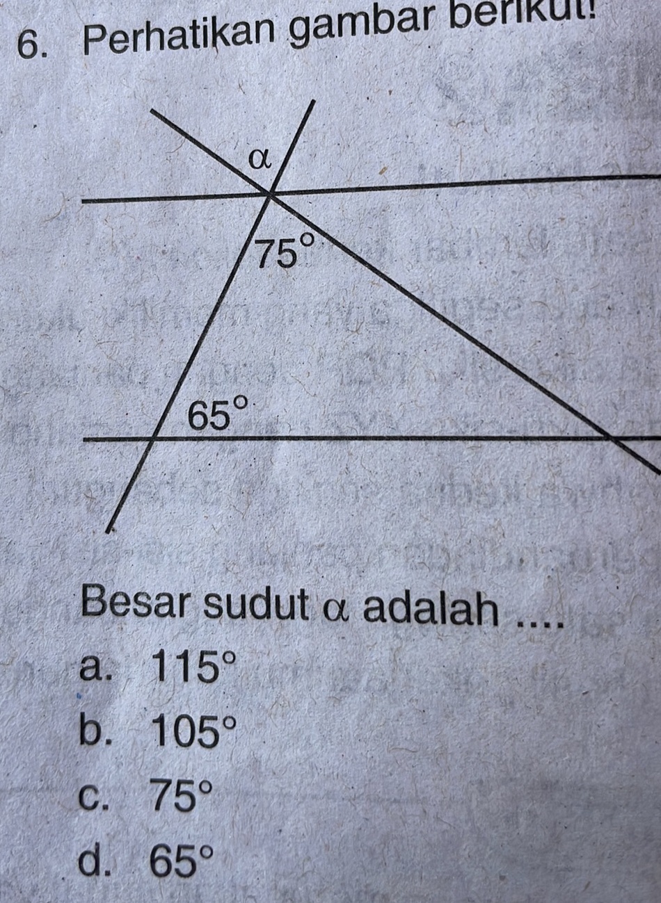 Perhatikan gambar berikut! Besar sudut \( | StudyX