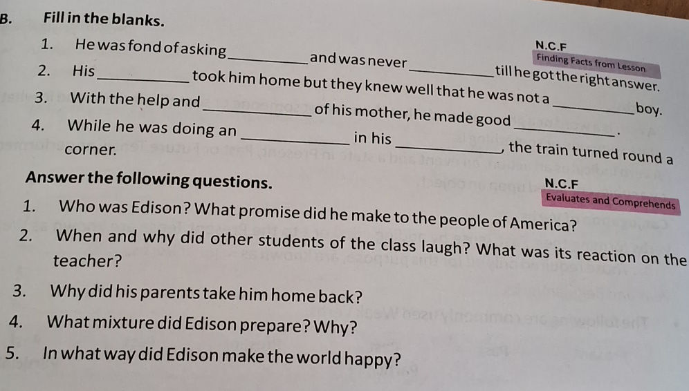 B. Fill in the blanks. 1. He was fond of | StudyX