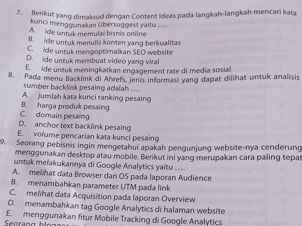 7. Berikut yang dimaksud dengan Content | StudyX