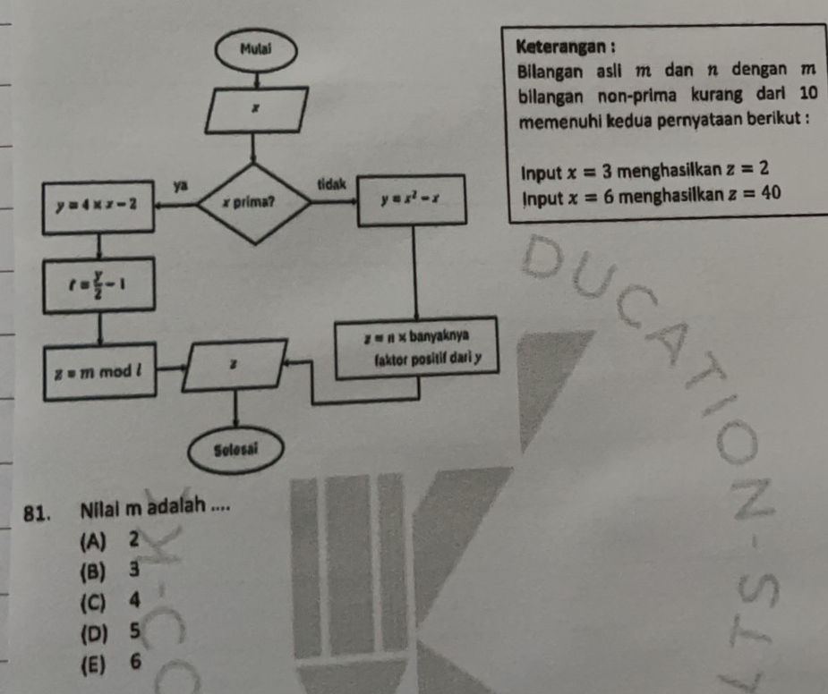 81. Nilai m adalah.... (A) 2 (B) 3 (C) 4 (D) | StudyX