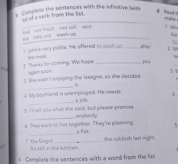 b Complete the sentences with the infinitive | StudyX