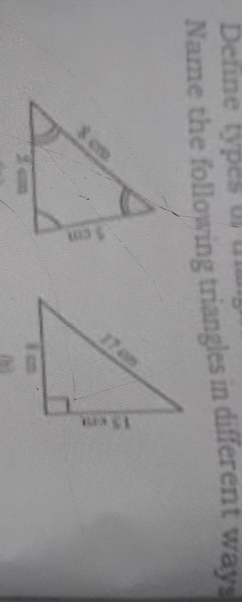 Name the following triangles in different | StudyX
