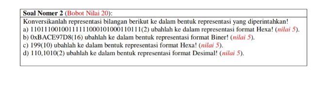 Konversikanlah representasi bilangan berikut | StudyX
