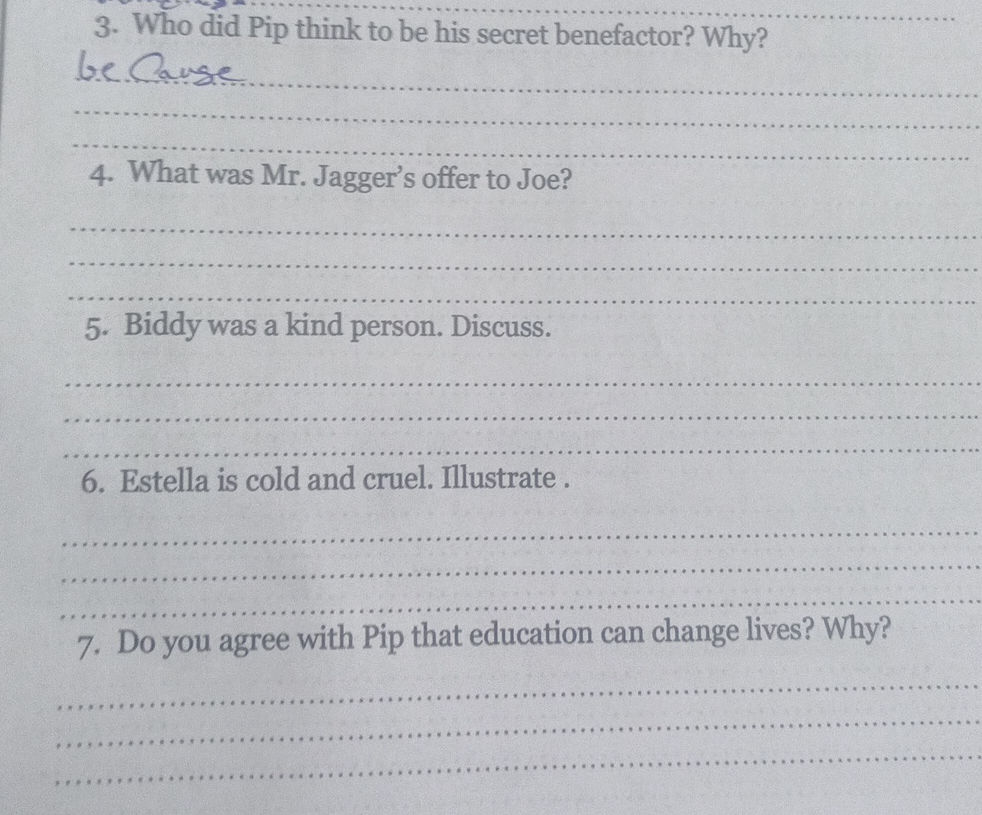 3. Who did Pip think to be his secret | StudyX