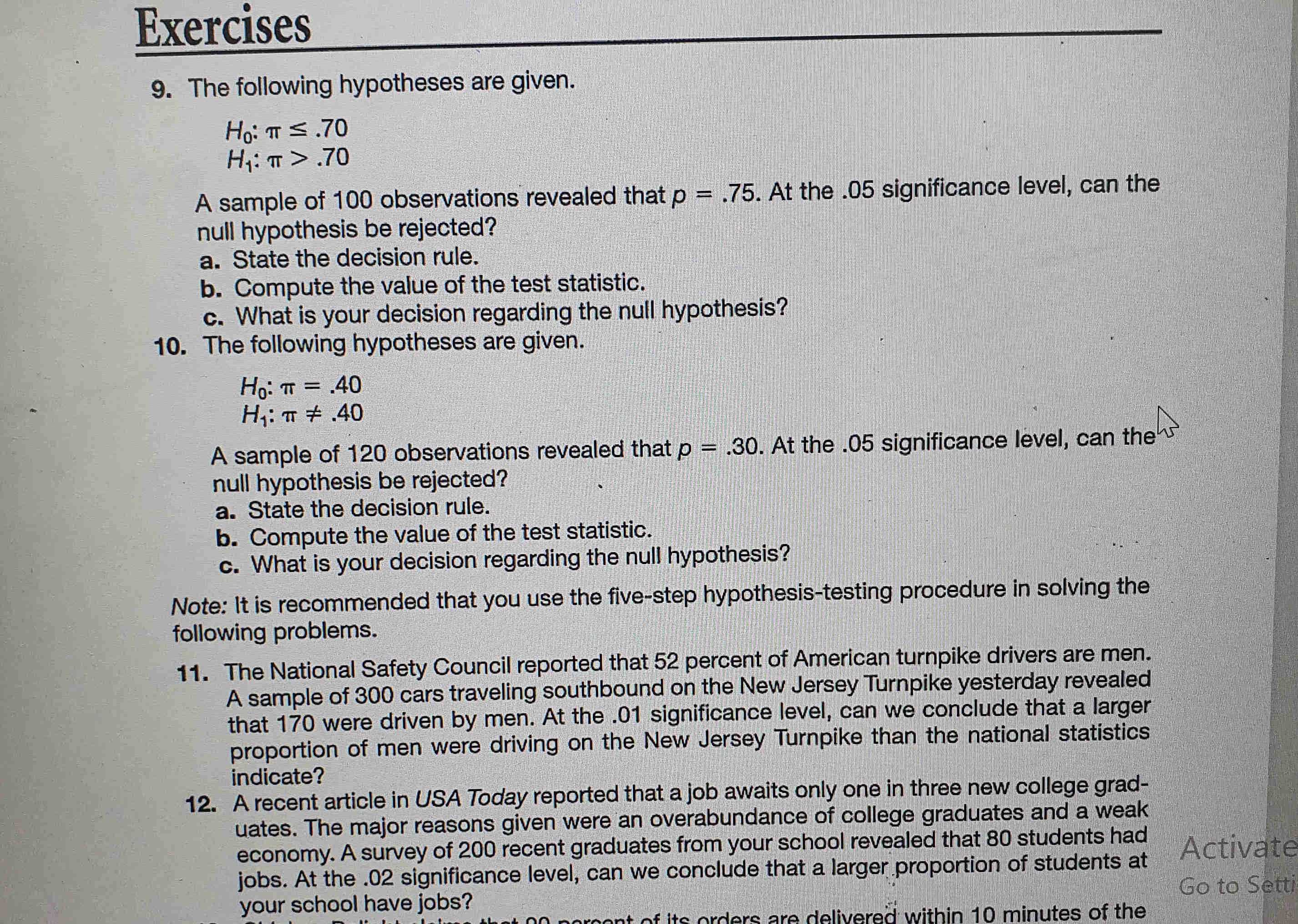 9. The following hypotheses are given. | StudyX