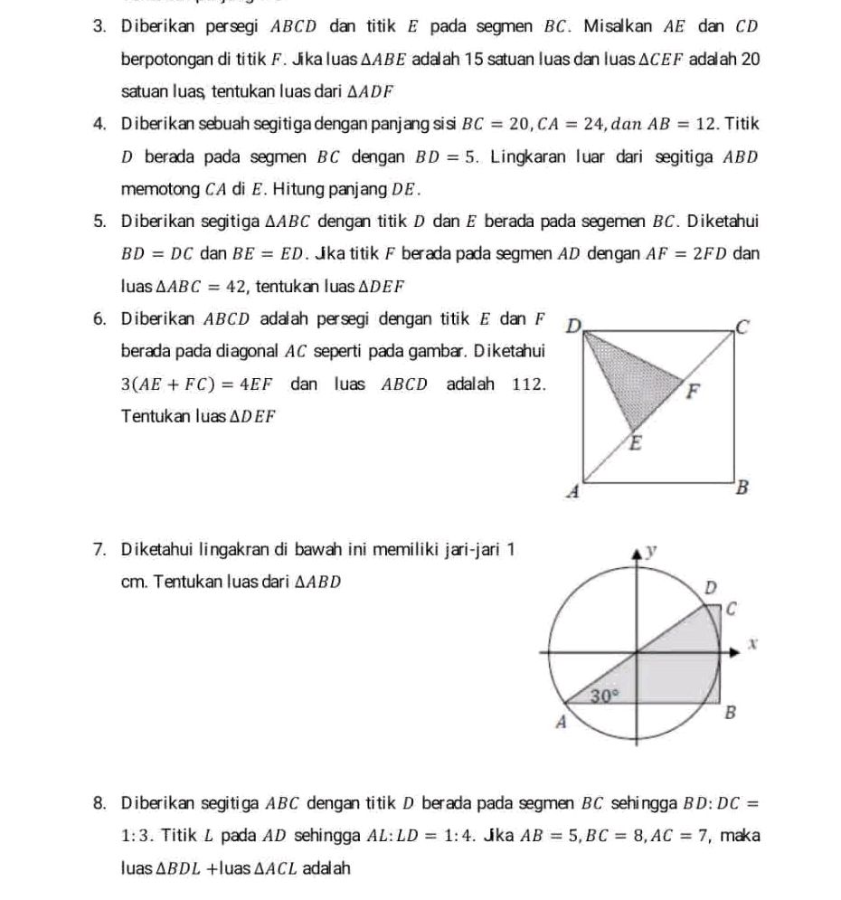 3. Diberikan persegi ABCD dan titik E pada | StudyX