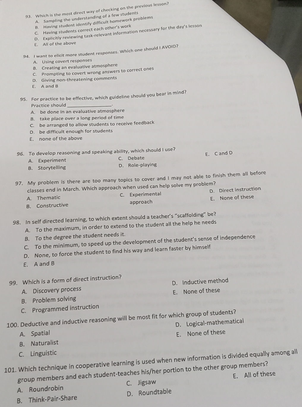 93. Which is the most direct way of checking | StudyX