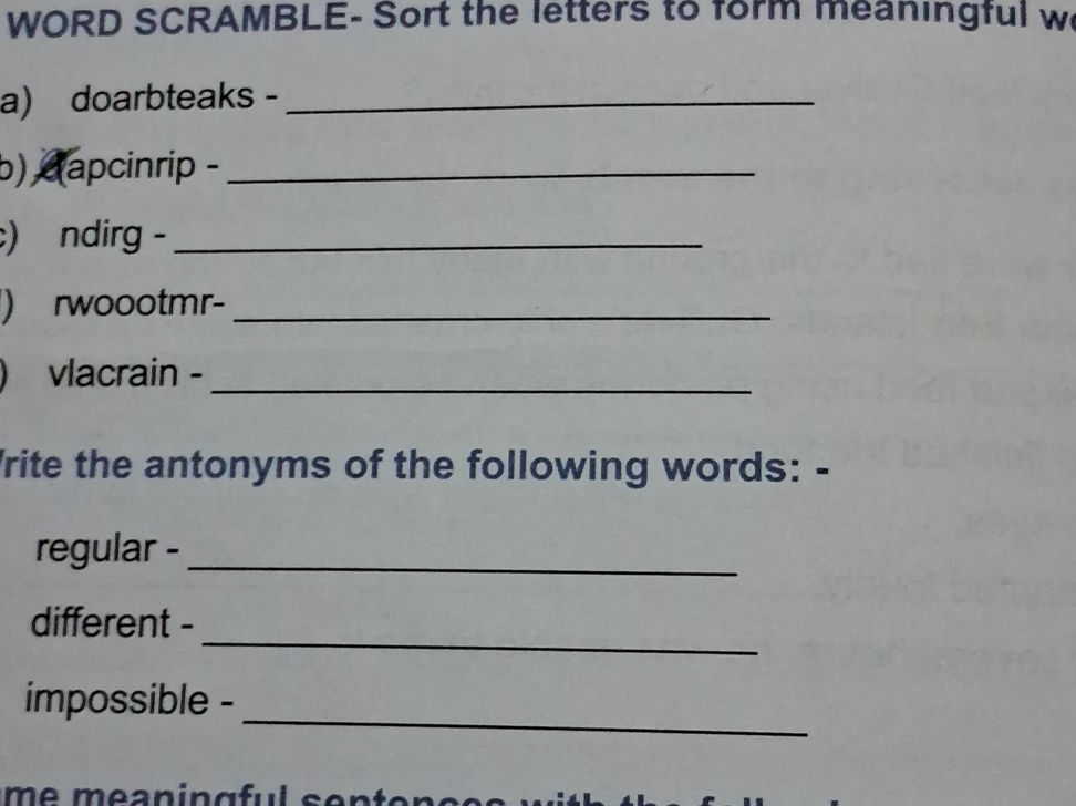 WORD SCRAMBLE- Sort the letters to form | StudyX