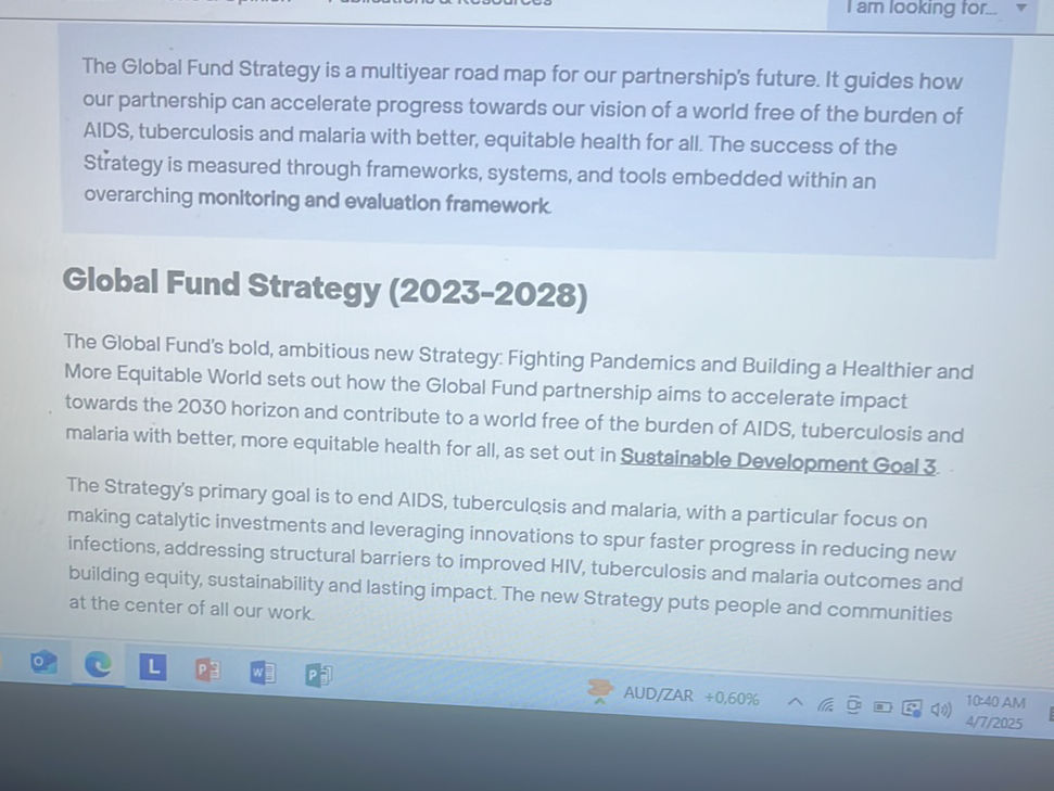 Read the Global Fund strategy document | StudyX