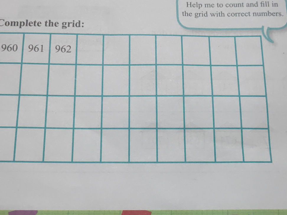 Complete the grid: 960 961 962 Help me to | StudyX