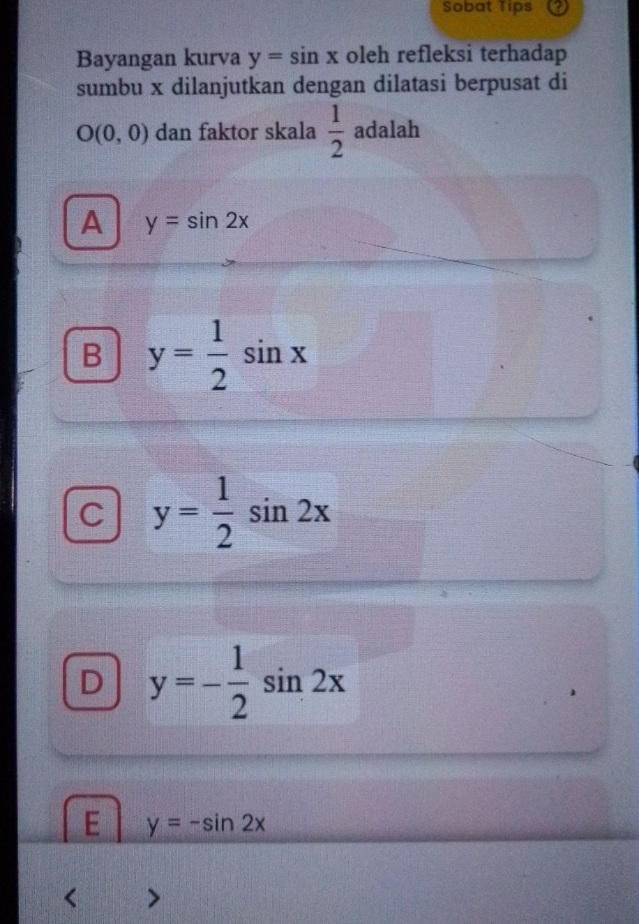 Bayangan kurva $y = ext{sin }x$ oleh | StudyX