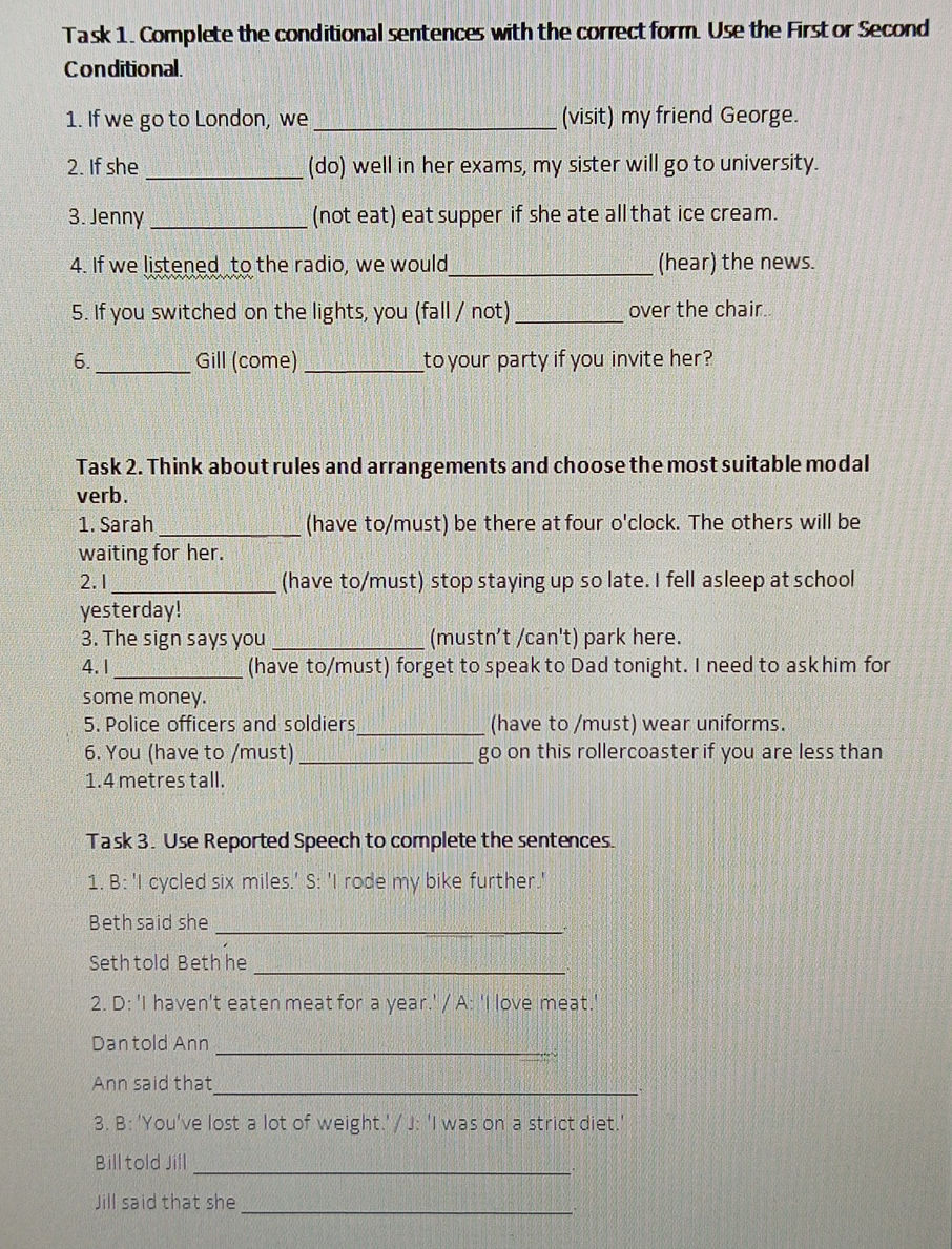 Task 1. Complete the conditional sentences | StudyX