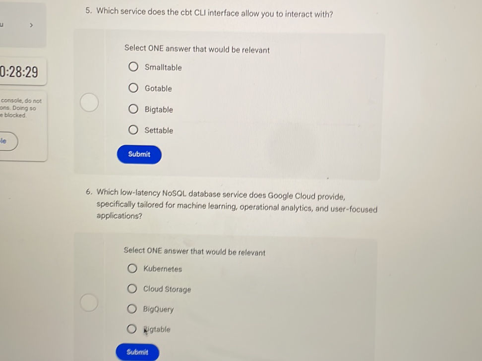 5. Which service does the cbt CLI interface | StudyX