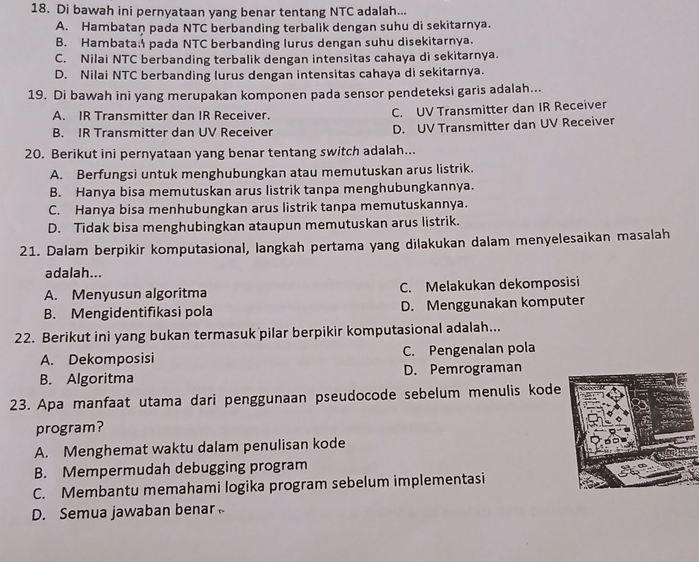 18. Di bawah ini pernyataan yang benar | StudyX