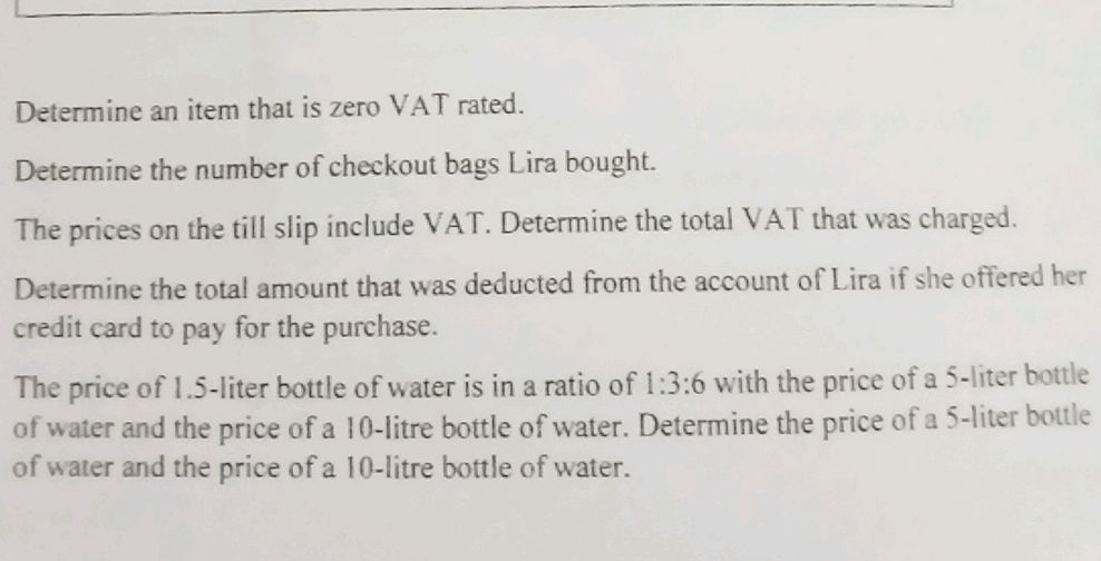 Determine an item that is zero VAT rated. | StudyX
