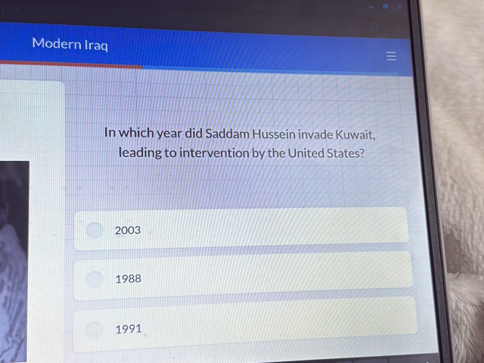 In which year did Saddam Hussein invade | StudyX