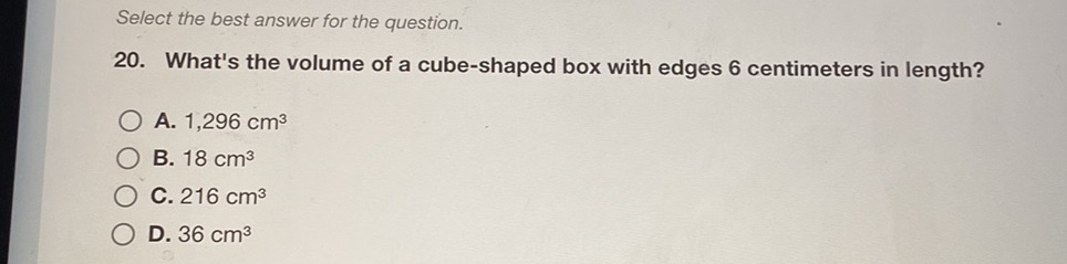20. What's the volume of a cube-shaped box | StudyX