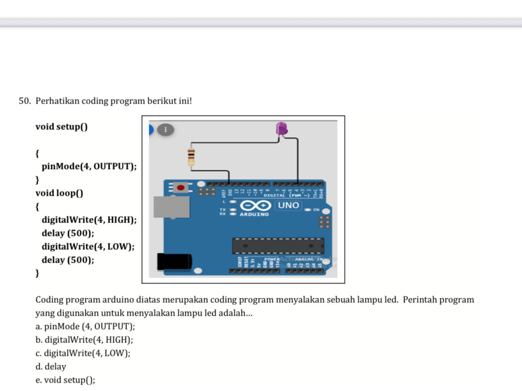 50. Perhatikan coding program berikut ini! | StudyX