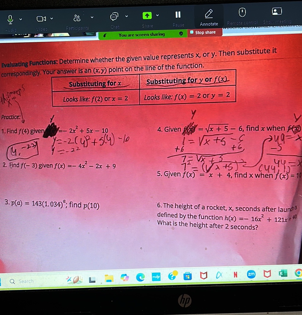 Evaluating Functions: Determine whether the | StudyX