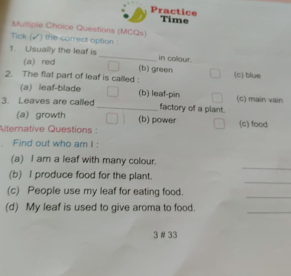 Multiple Choice Questions (MCQs) Tick ( ) | StudyX