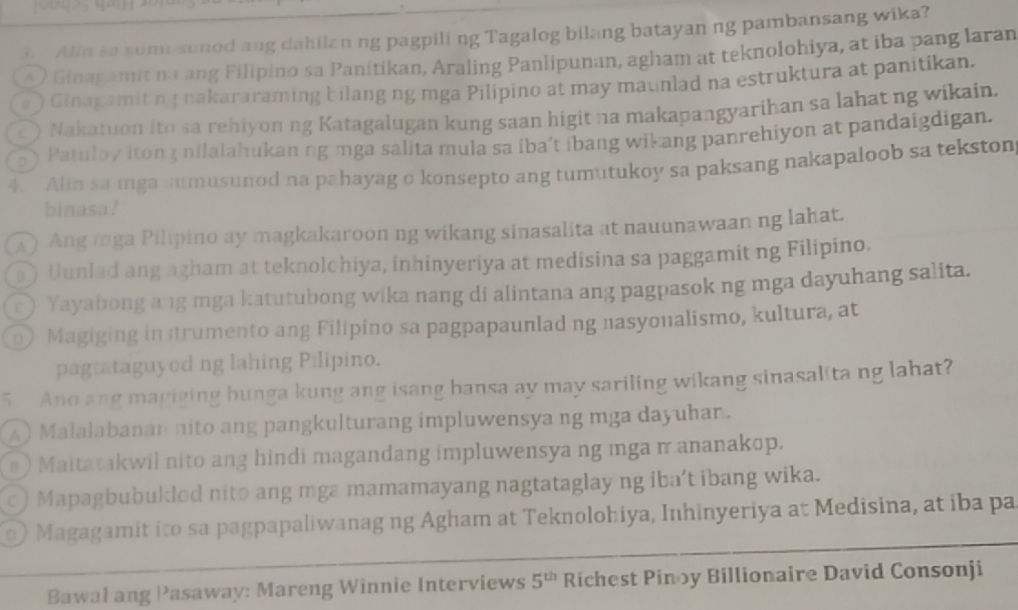 3. Alin sa sumusunod ang dahilan ng pagpili | StudyX