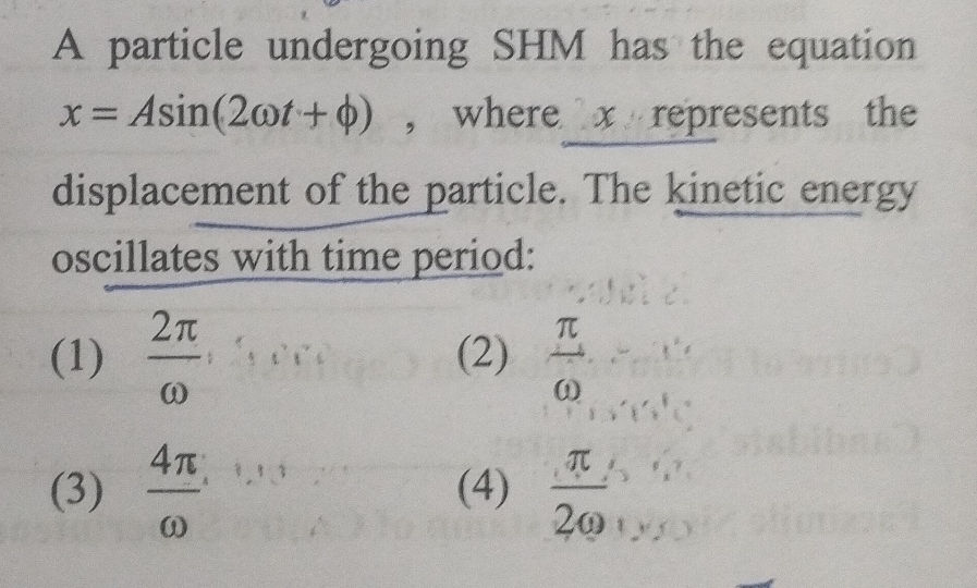 A particle undergoing SHM has the equation | StudyX