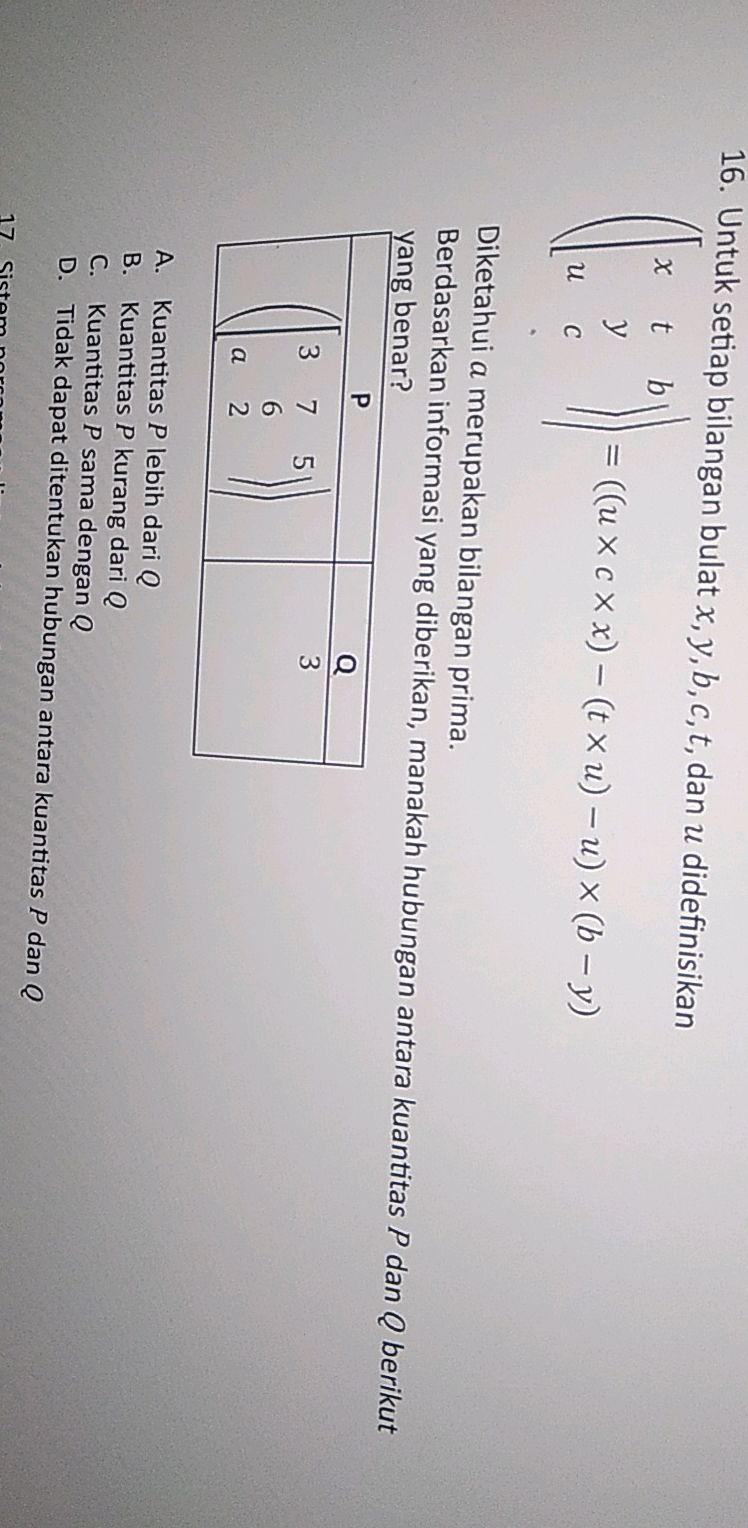 16. Untuk setiap bilangan bulat $x, y, b, c, | StudyX