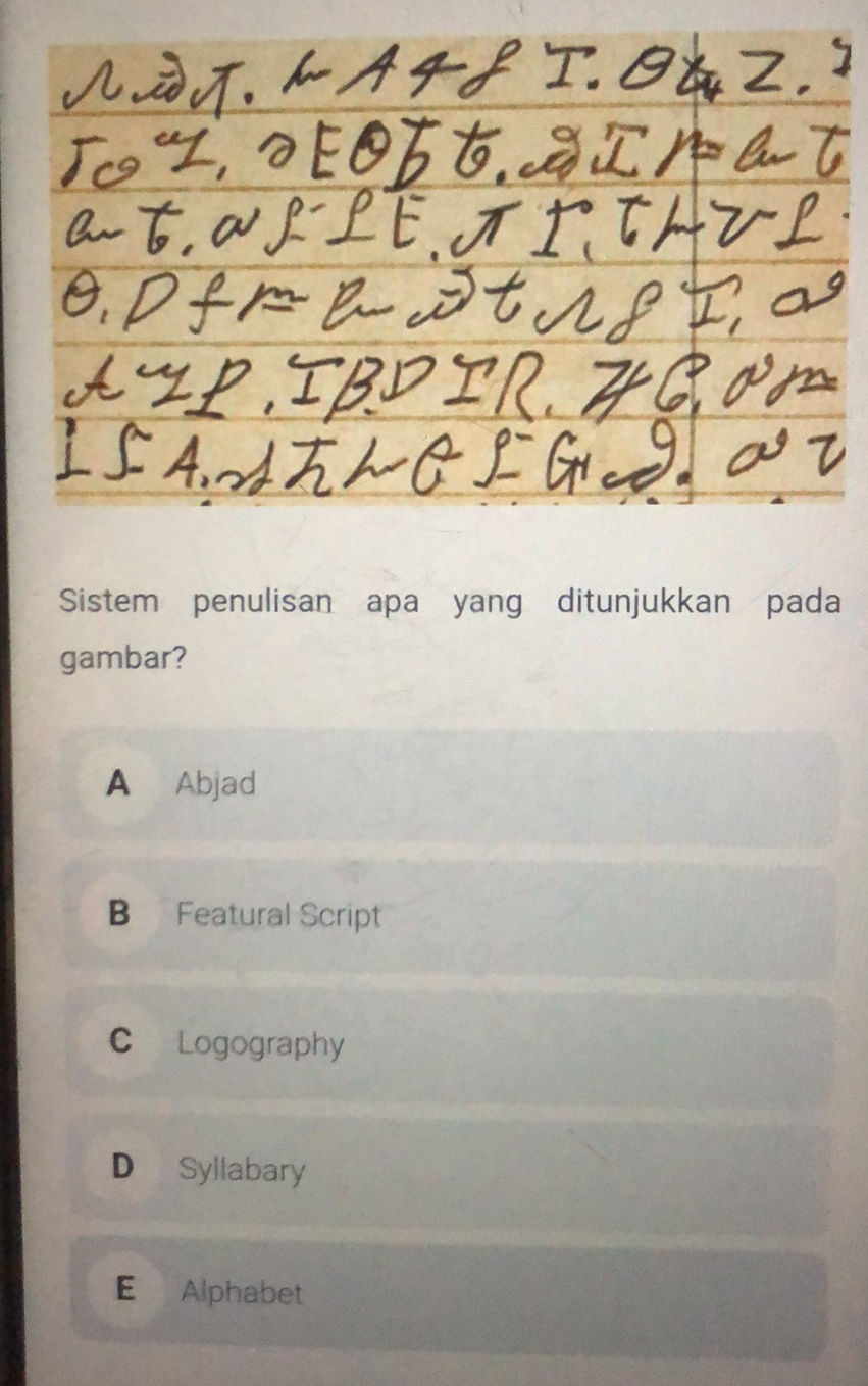 Sistem penulisan apa yang ditunjukkan pada | StudyX