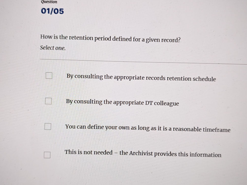 How is the retention period defined for a | StudyX