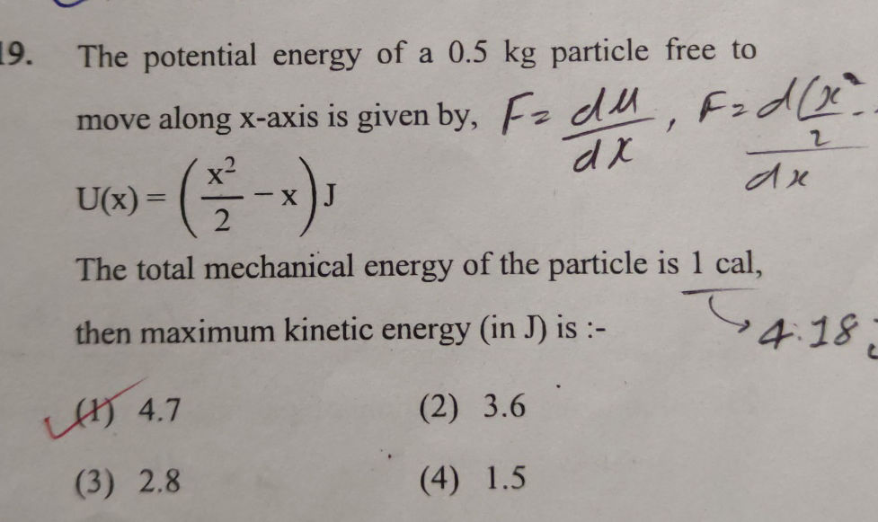 19. The potential energy of a 0.5 kg | StudyX