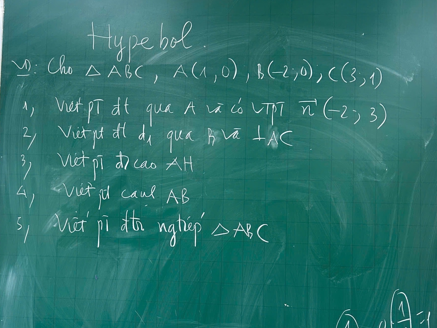Cho $ ABC$, $A(1,0)$, $B(-2,0)$, $C(3,1)$ | StudyX