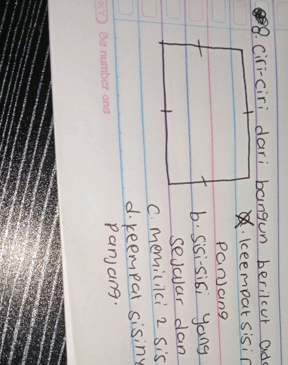 8. Ciri-ciri dari bangun berikut ada ☆. | StudyX