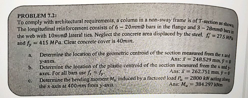 PROBLEM 7.2: To comply with architectural | StudyX